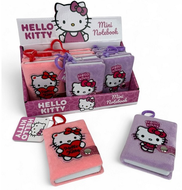 Hello Kitty Mini Plush Notebook 7x10cm + bag clip in display (12)