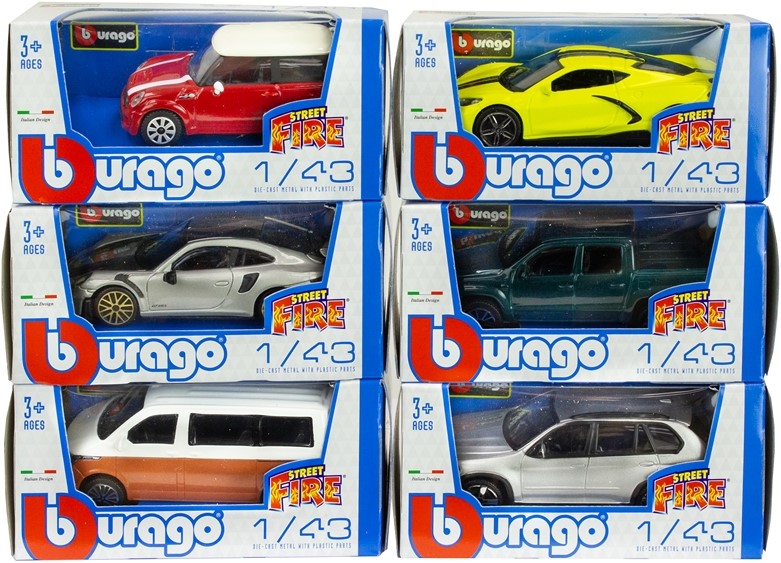 Burago Die Cast Cars 1:43 assorted Street Fire Serie C 13x6x5,5cm