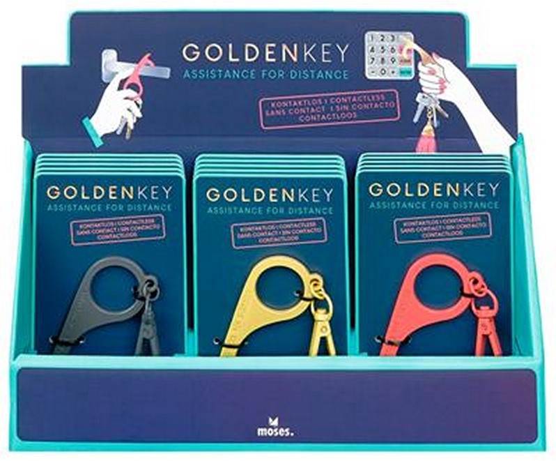 Moses Golden Key Porte-clés métalliques assortis présentés en vitrine ...
