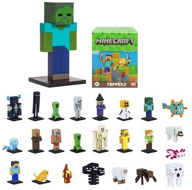 Minecraft 3D toppeez in Blindbox 6x6x6cm in display