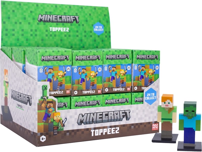Minecraft 3D toppeez in Blindbox 6x6x6cm in display