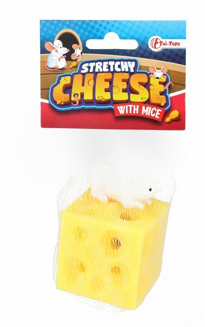 Rekbare stuiterkaas met 2 muizen 4,5x8cm