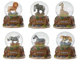 ANIMAL WORLD Sneeuwbol Wild Dier 6 assorti 6,5x6,5x9cm.