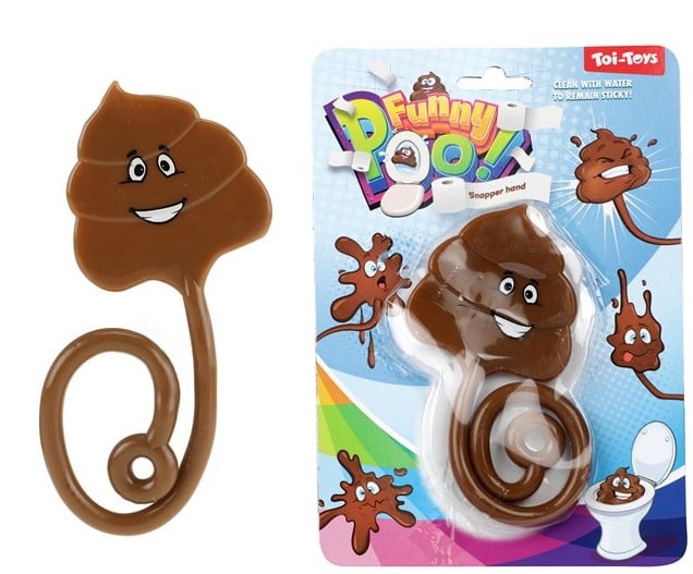 FUNNY POO Stick smiling turd on blister card 14x20cm