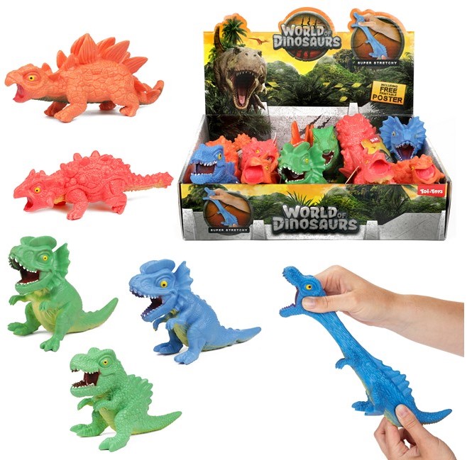WORLD OF DINOSAURS Kneaddino -stretchy 15cm 8 assorted in display (12)