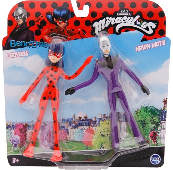 Miraculous Bend-Ems figure 2-Pack Ladybug + Hawk Moth 19x20cm