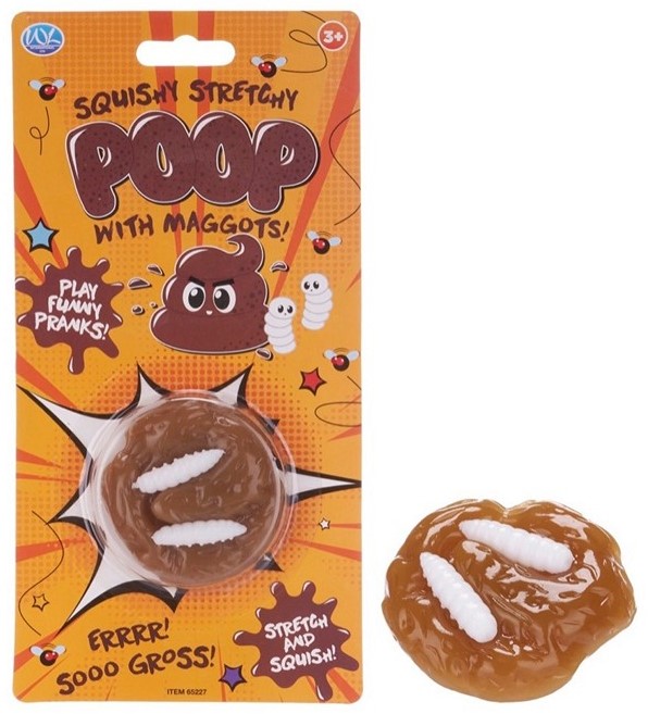 Caca Elástica Squishy 6cm con Gusanos 11.5x23cm