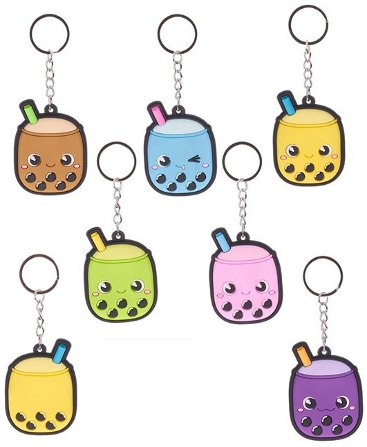 Bubble Tea Keychain Laser 6 assorted (2 sides)