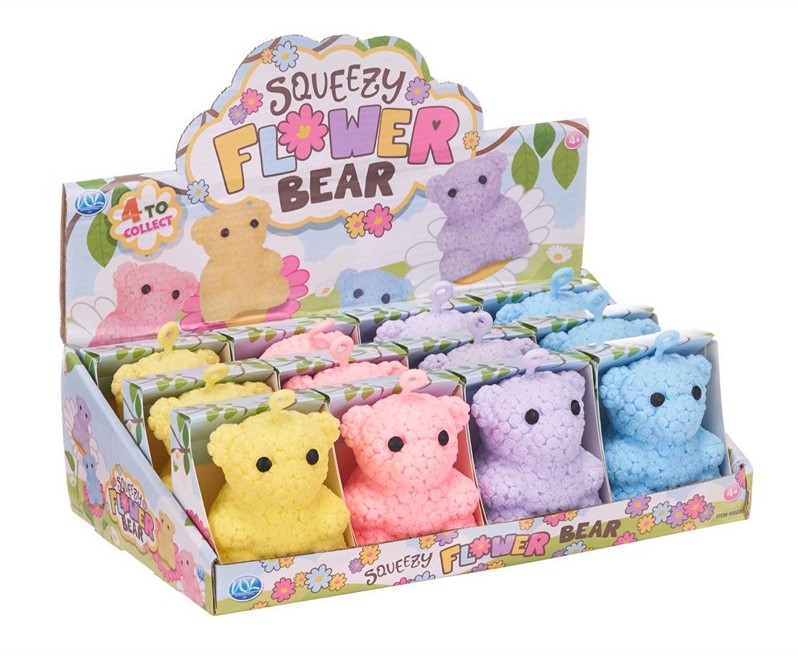 Squishy Flower Bear 9,5cm 4 assorted in display (12)