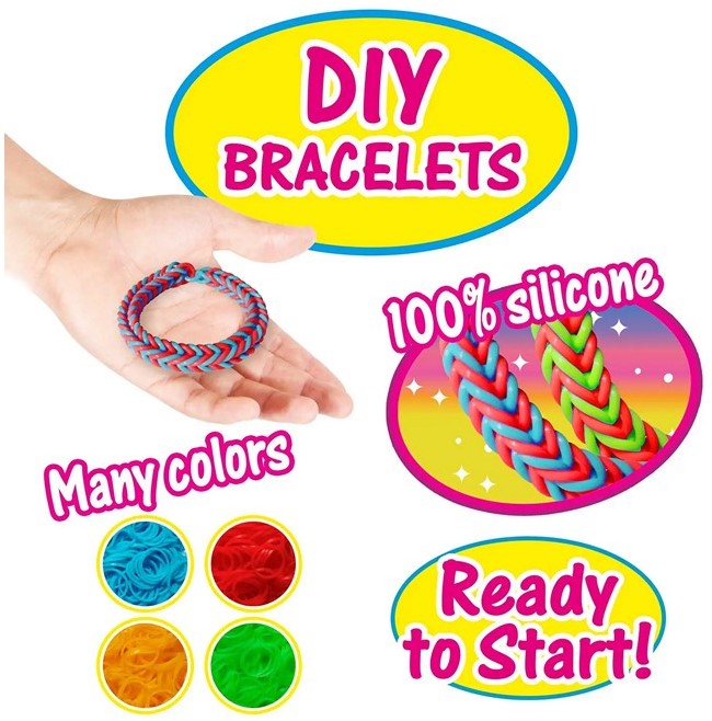 CRAZE Loops Loombands (300 pcs + 10 Clips) assorted 10x15cm