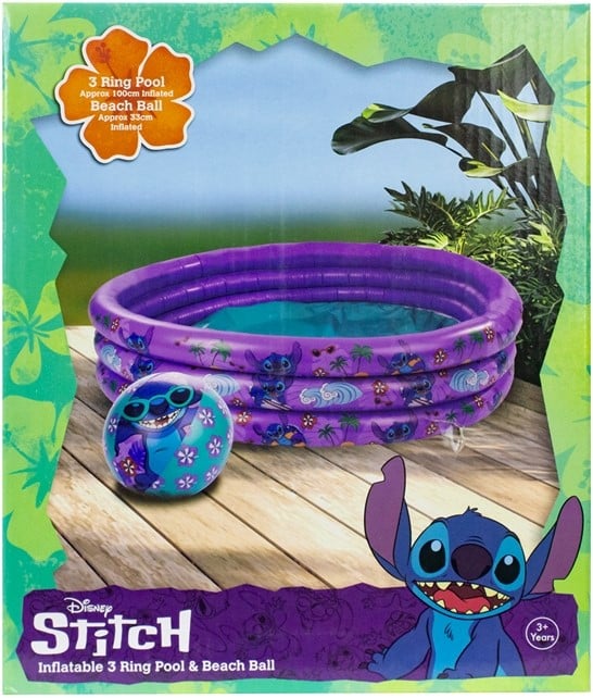 Disney Stitch Aufblasbarer 3-Ring-Pool + Wasserball 21x25cm