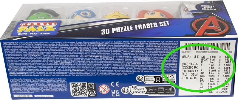 Paw Patrol / Marvel Puzzle Palz 3D Puzzle Eraser 5-Pack 2 assortiti 14 ...