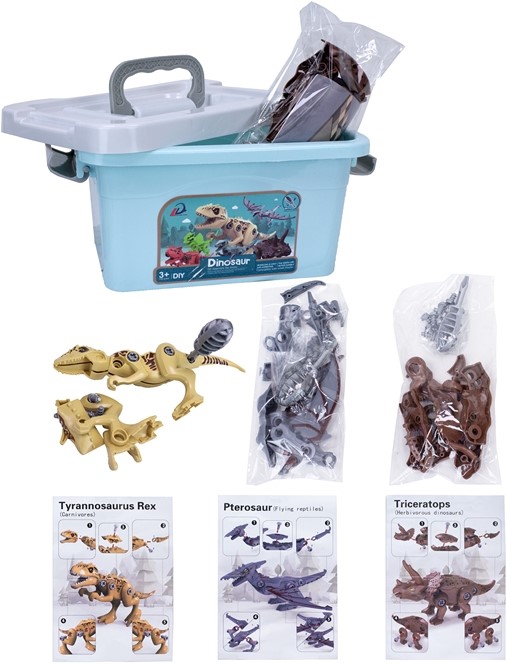 Dinosaur building set 3-pack in case 10x20cm