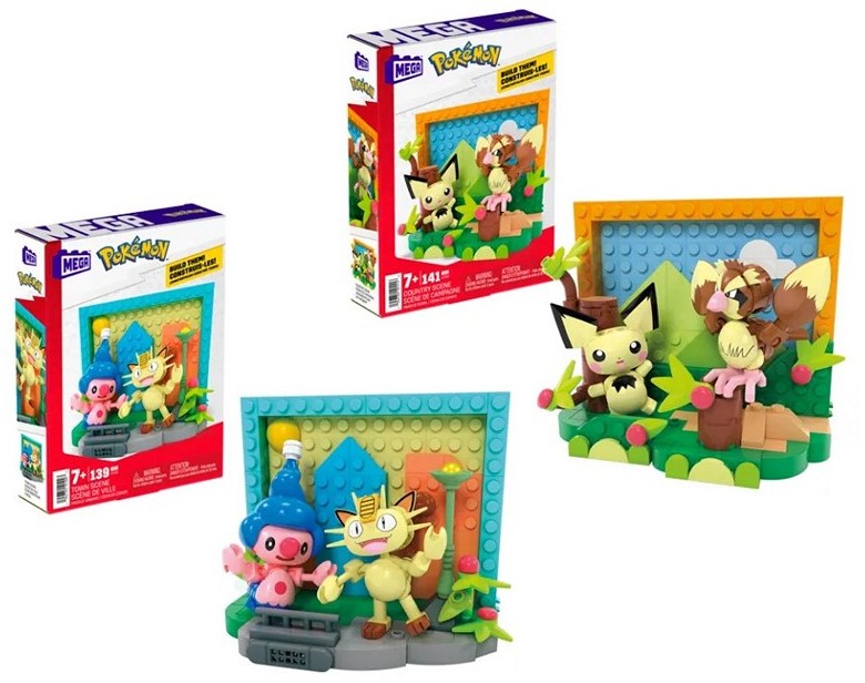 Mega Pokemon Country Scene / Town Scene 2 assorti 15x20,5cm
