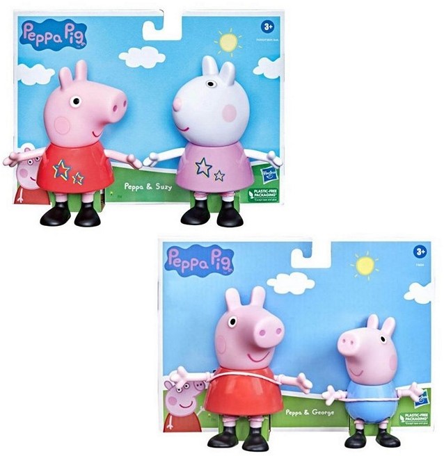 Peppa Pig Peppa & Suzy + Peppa & George 13cm assorted 2-Pack 17x23cm
