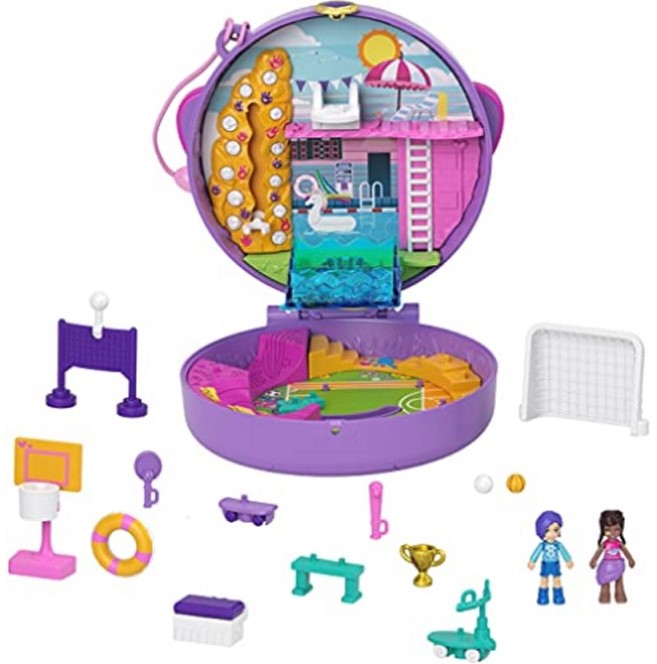 Mattel Polly Pocket Mini Playset Treasure Chest Soccer Squad Compact ...