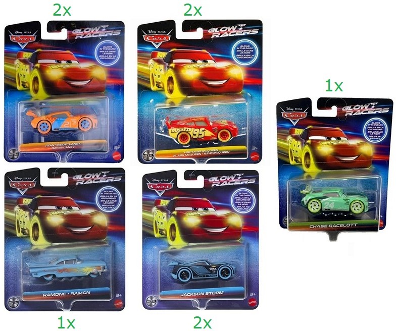 Mattel Disney Cars Glow Racers Die-Cast Vehicle Glow in the Dark ...