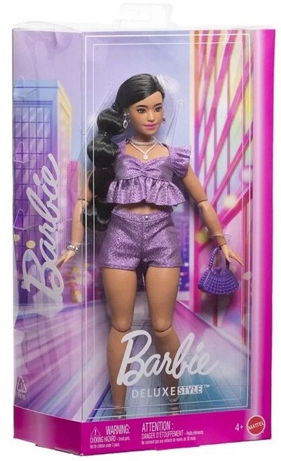 Mattel Barbie Deluxe Style Doll with Purple Metallic Outfit 20x33cm