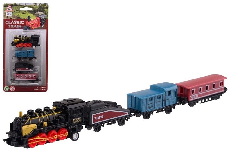 Locomotive Die-Cast play set pull-back 4-piece 11x2,5x22cm