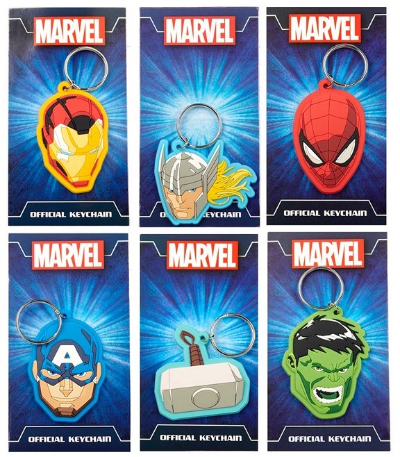 Keychain 2D Disney Marvel PVC 6 assorted 6,5x12cm