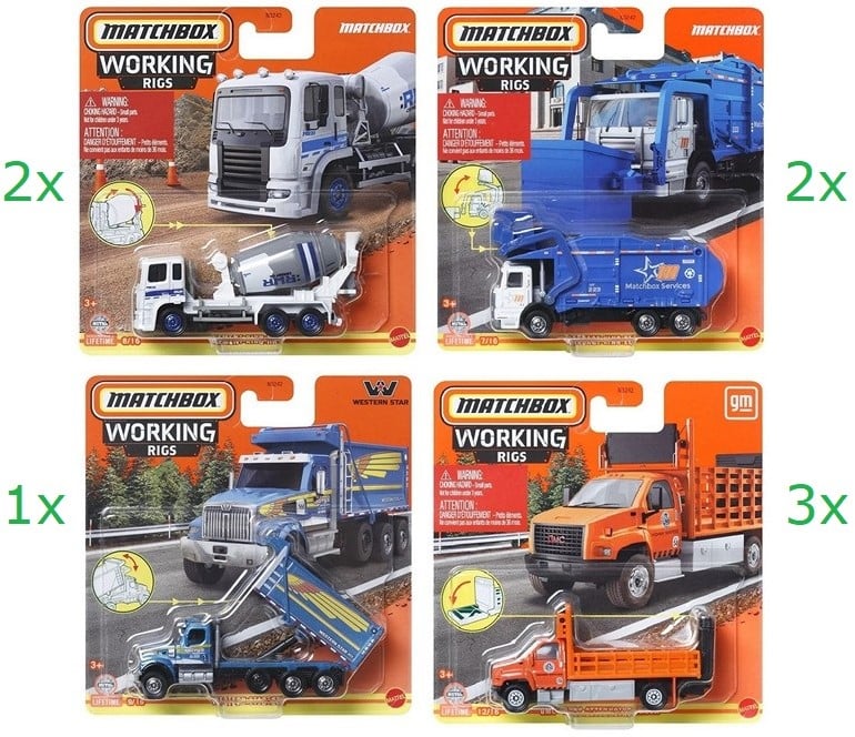 Matchbox Working Rigs Die Cast Construction Vehicles 4 Assorted 16x16.5cm