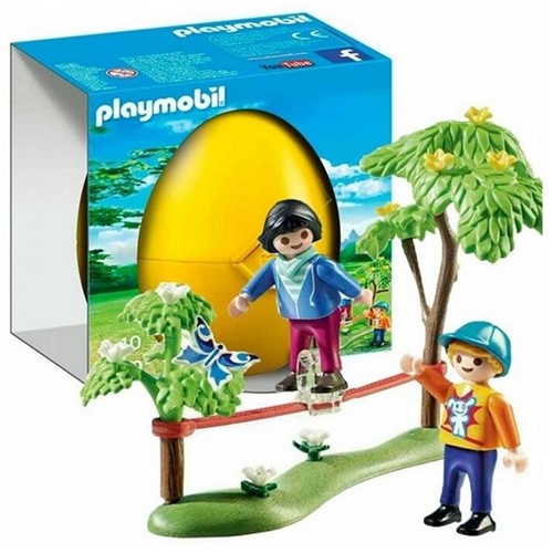Playmobil Geel ei kinderen met slackline 13x13cm