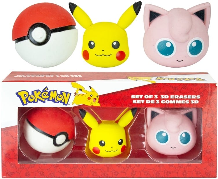 Pokemon 3D Erasers 3-Pack 16,5x7,8x4,3cm