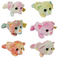 Sunkid Plush bear lying down colored 6 assorted 25cm