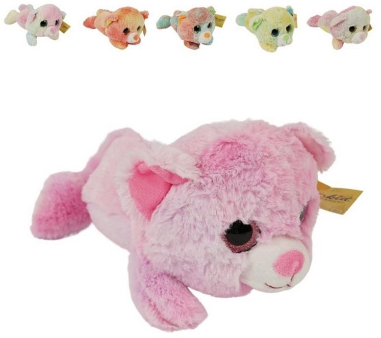 Sunkid Plush bear lying down colored 6 assorted 25cm