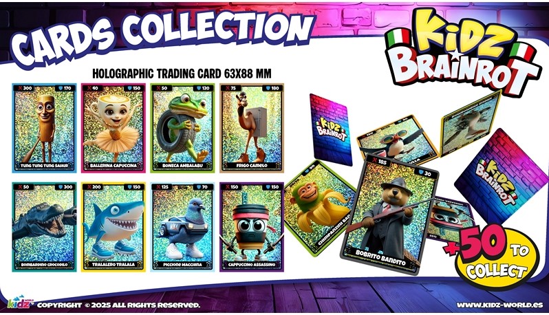 Sac surprise Kidz Brainrot avec cartes holographiques et tatouages en ...